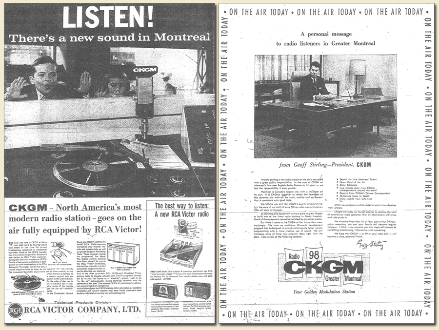 Montreal Gazette Ads announcing Day One, December 7, 1959